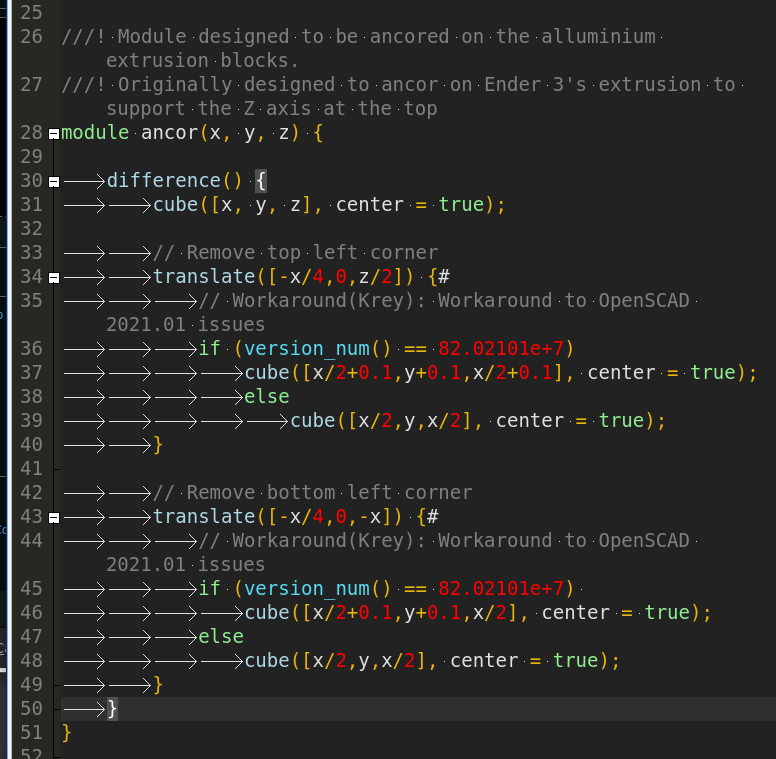 Change the tab indentation character from ` ` on `|` or `»` · Issue #4019 · openscad/openscad ...