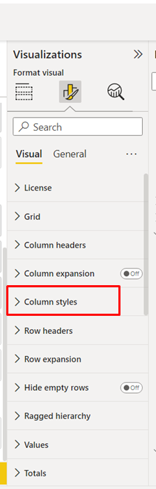 "Column Styles" option missing in Format Visual Tab · Issue #395 ...
