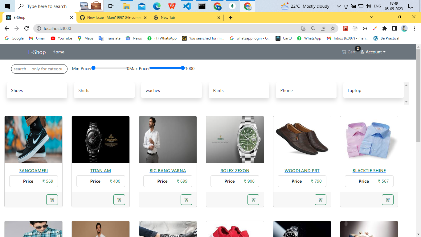 GitHub - Mani199810/E-commers: Its completely made up a full stask using react,nodejs, etc....