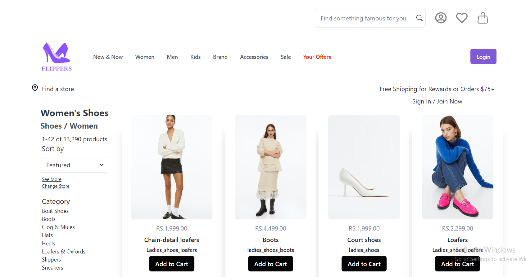 GitHub - 1995Neha18/Famous-Footwear-Clone: Flippers is an E-commerce website for shoes and footwear.