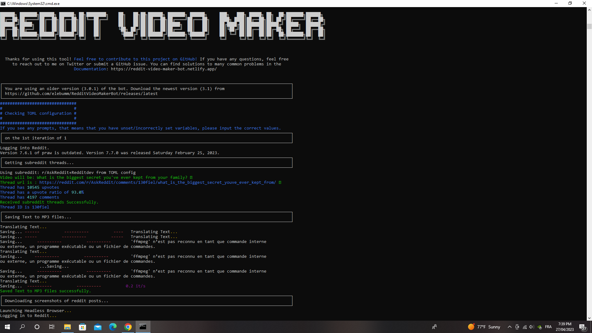 [Bug]: error when getting screenShot · Issue #1599 · elebumm ...