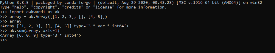 Installing (and then importing) awkward1 on Windows · Issue #430 · scikit-hep/awkward · GitHub