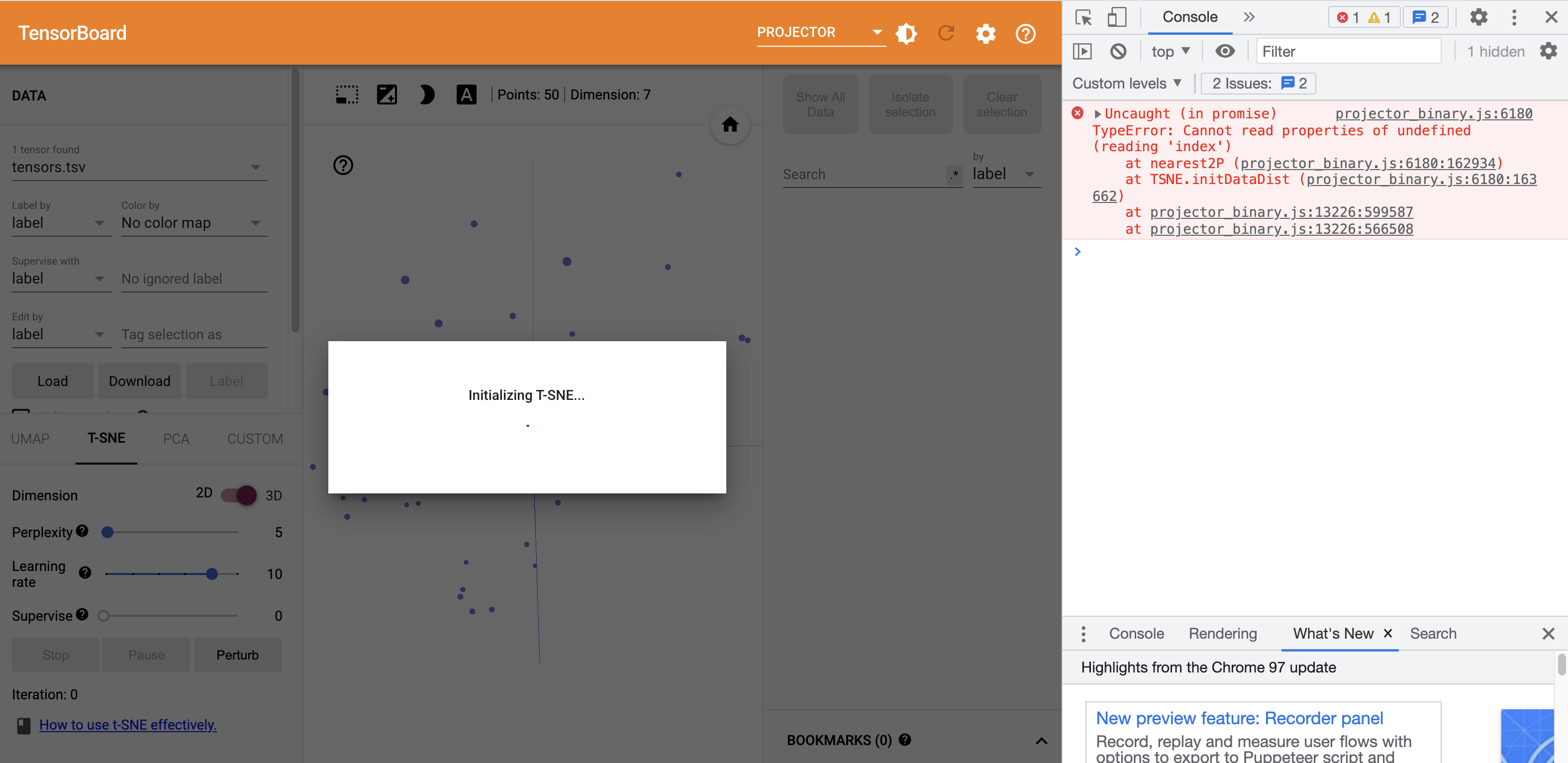 Initializing T-SNE ... TypeError: s[e] is undefined · Issue #5547 · tensorflow/tensorboard · GitHub