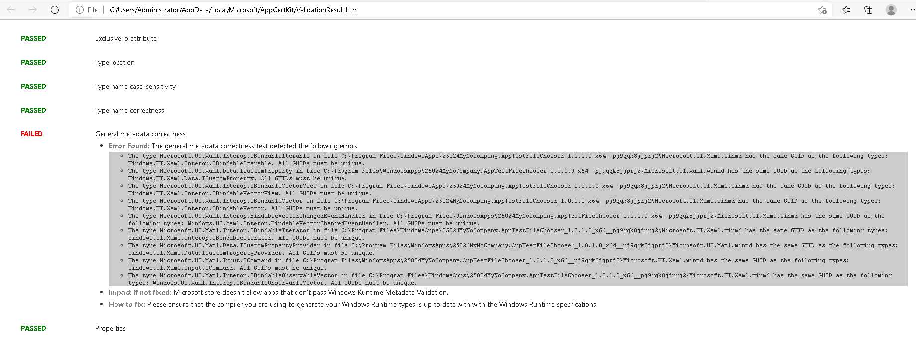 "All GUIDs must be unique." error in Windows App Certification Kit · Issue #6214 · microsoft ...