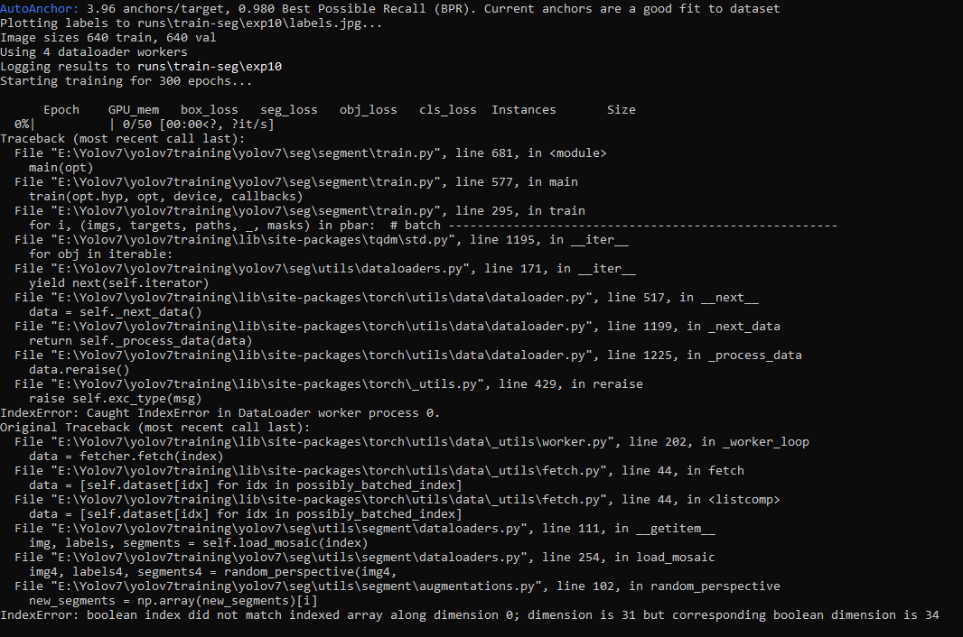 Boolean Index Error During Inference Segmentation Yolov7seg · Issue 780 · Wongkinyiuyolov7