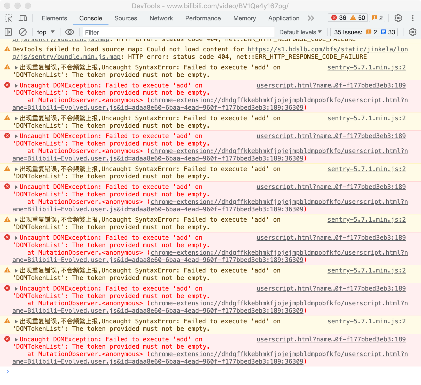 控制台大量报错 · Issue 4318 · The1812bilibili Evolved · Github 