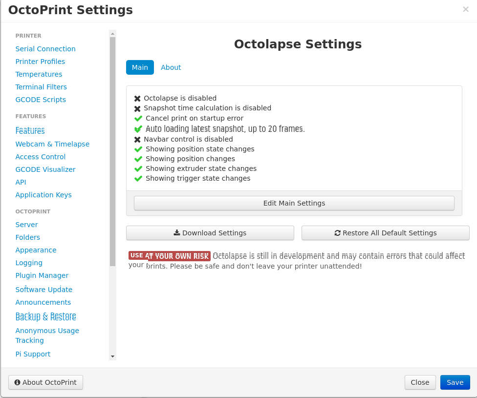 Octolapse navbar button · Issue #297 · FormerLurker/Octolapse · GitHub