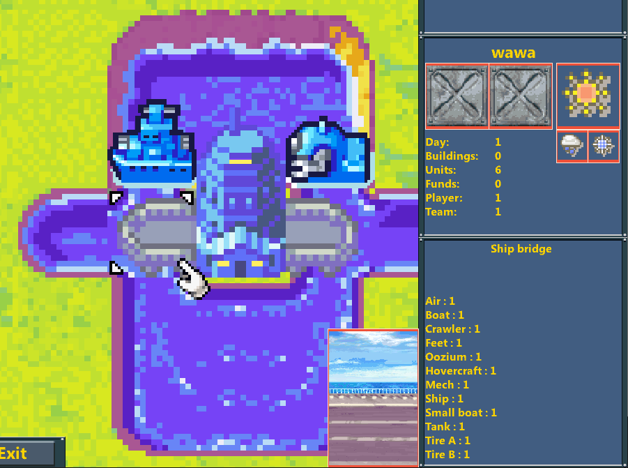 Sea tile with a Ship bridge on top of it with a river below looks like a river instead of sea ...