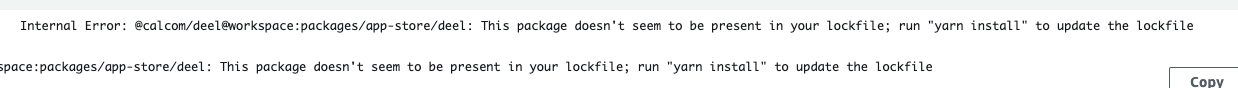 Bug: issue deploying v3.4.8 - yarn.lock file. `deel` missing · Issue #12310 · calcom/cal.com ...