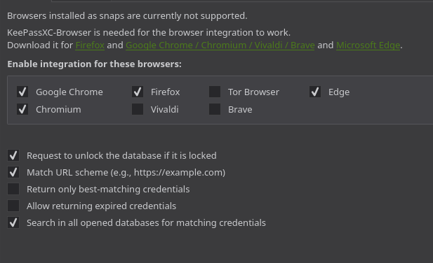 Cannot connect using Edge, Keepassxc opens when clicking the browser reload button (reload ...