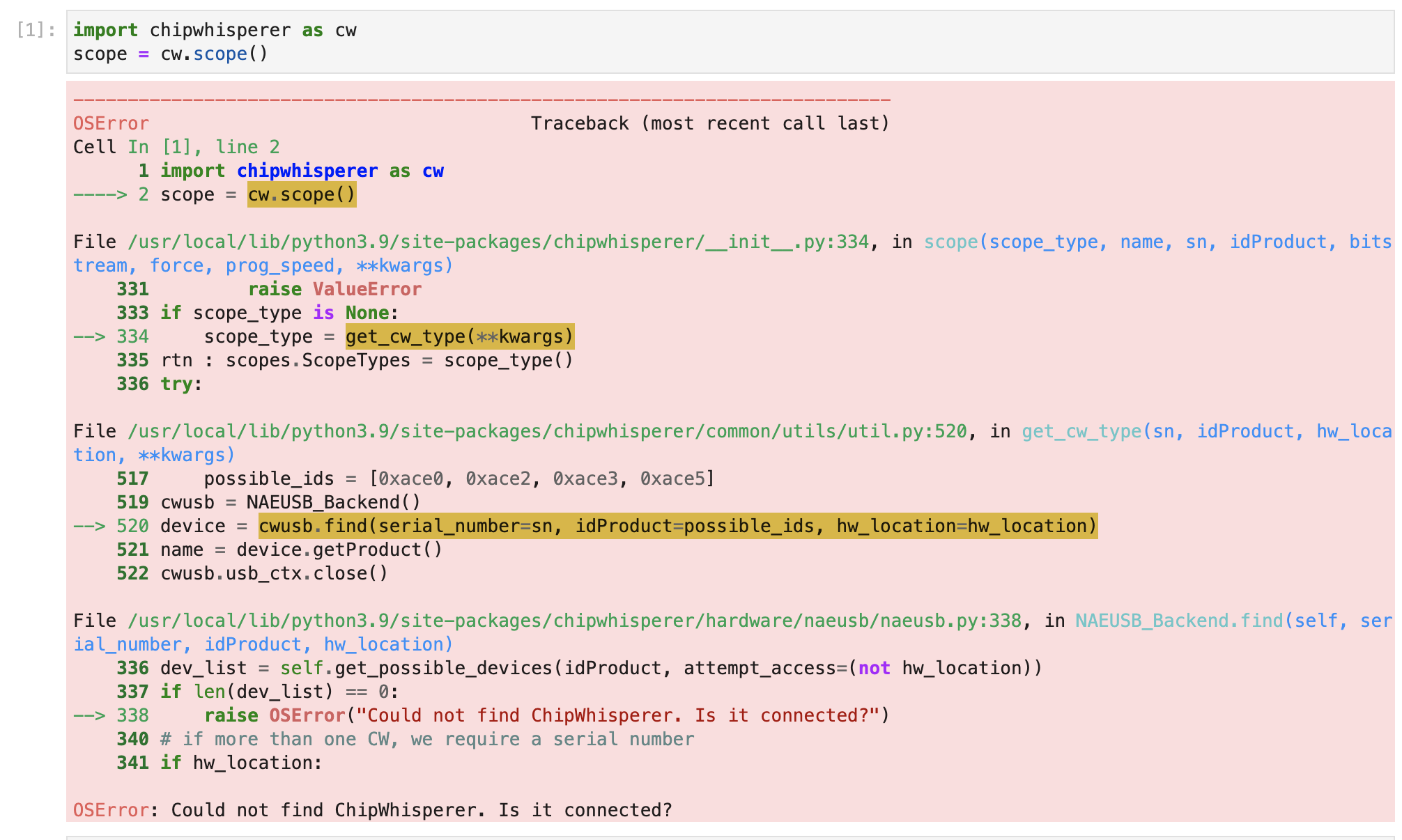 Chip not connecting on Mac · Issue #423 · newaetech/chipwhisperer · GitHub