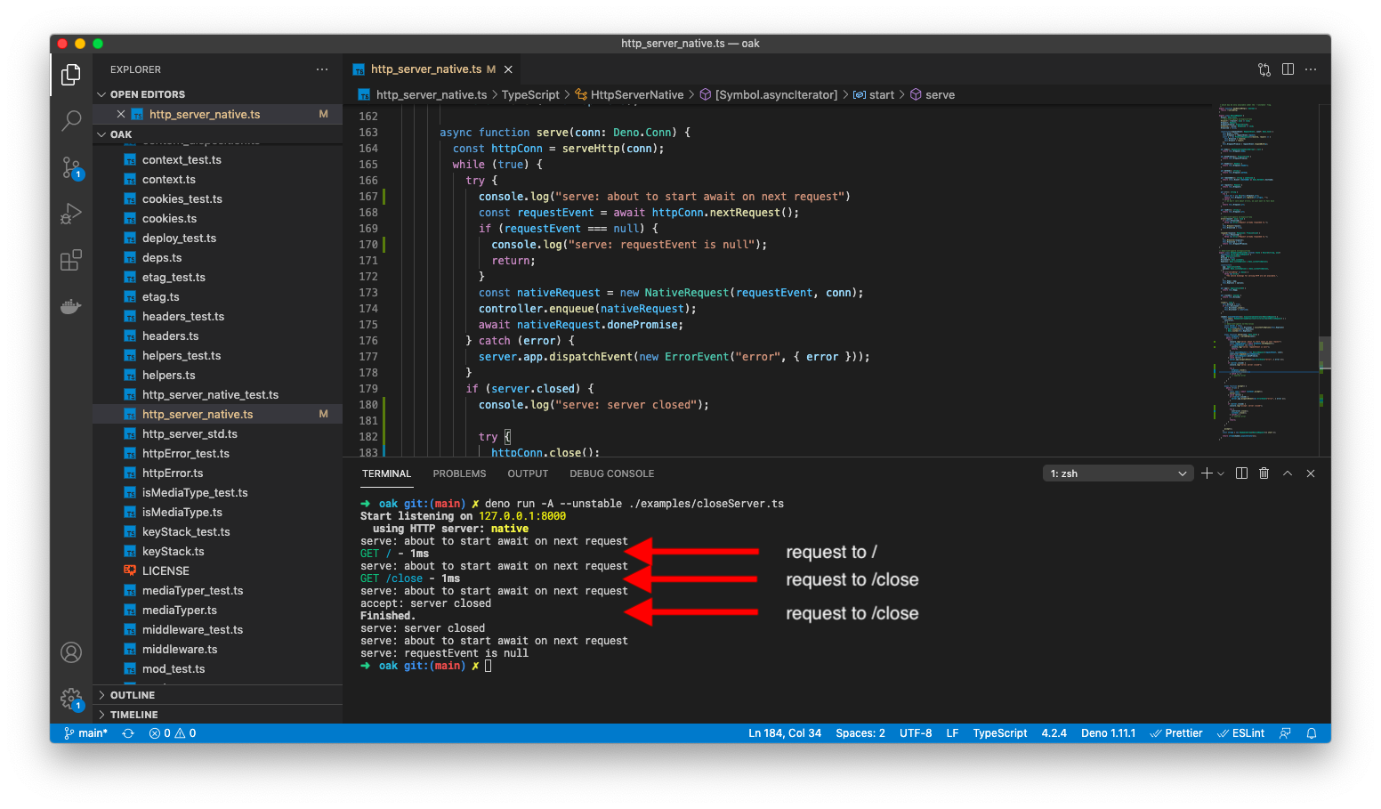 Native server hangs program after close if received at least one request · Issue #314 ...