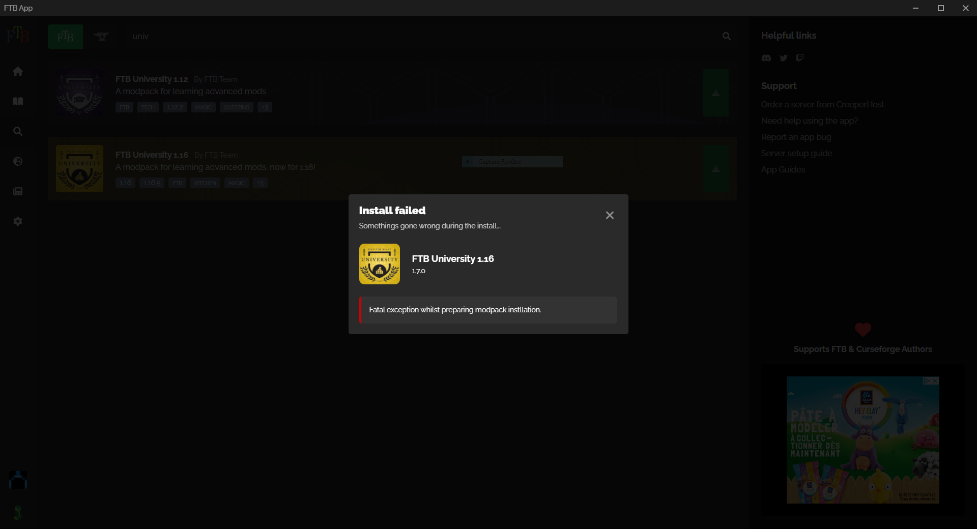Install failed · Issue #1313 · FTBTeam/FTB-Modpack-Issues · GitHub