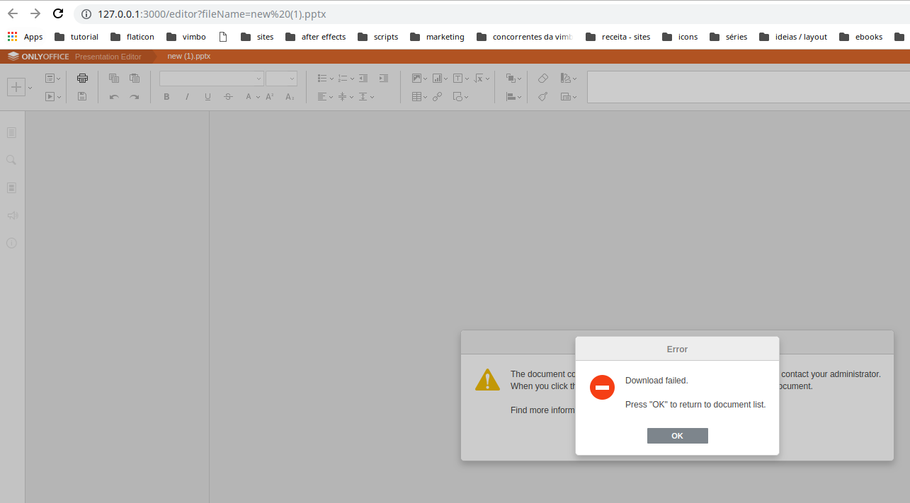 Erro Download Nodejs · Issue 58 · Onlyofficedocument Server Integration · Github