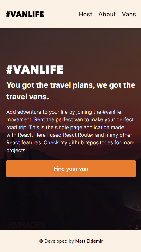 GitHub - merteldem1r/vanlife: React project with Tailwind CSS GitHub - merteldem1r/vanlife: React project with Tailwind CSS