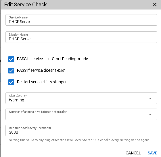 DHCP Server is not running, but Check feature of RMM shows it is ...