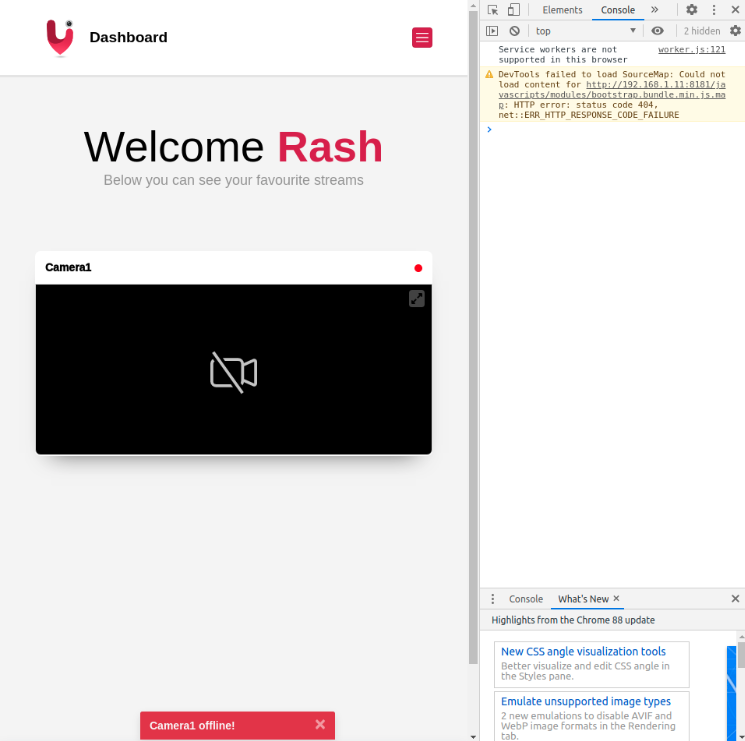 Camera always offline on CameraUI/cameras or CamView but recordings and ...