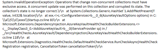AzureKeyVault InvalidOperationException: Operations that change non-concurrent collections must ...