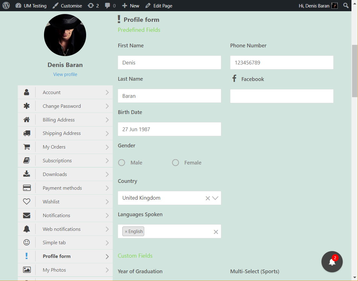 GitHub - umdevelopera/um-account-tabs: Adds custom tabs to user account.
