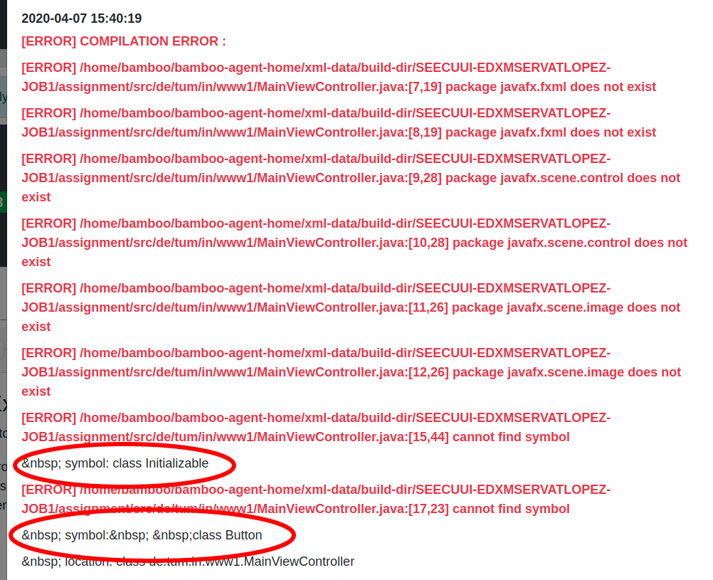 compilation error · Issue #1295 · ls1intum/Artemis · GitHub