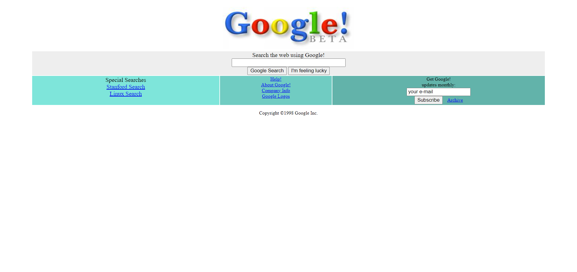 GitHub - cimensinan/1998Google: 1998 version Google Homepage