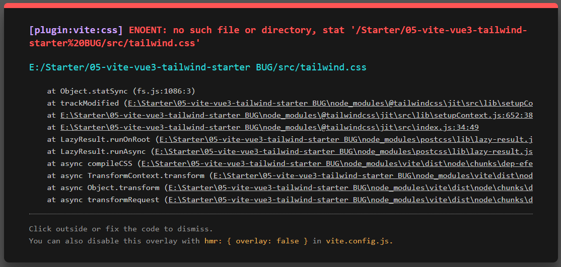 Cannot Have A Space In A Project Folder Name When Using With Vite · Issue 52 · Tailwindlabs