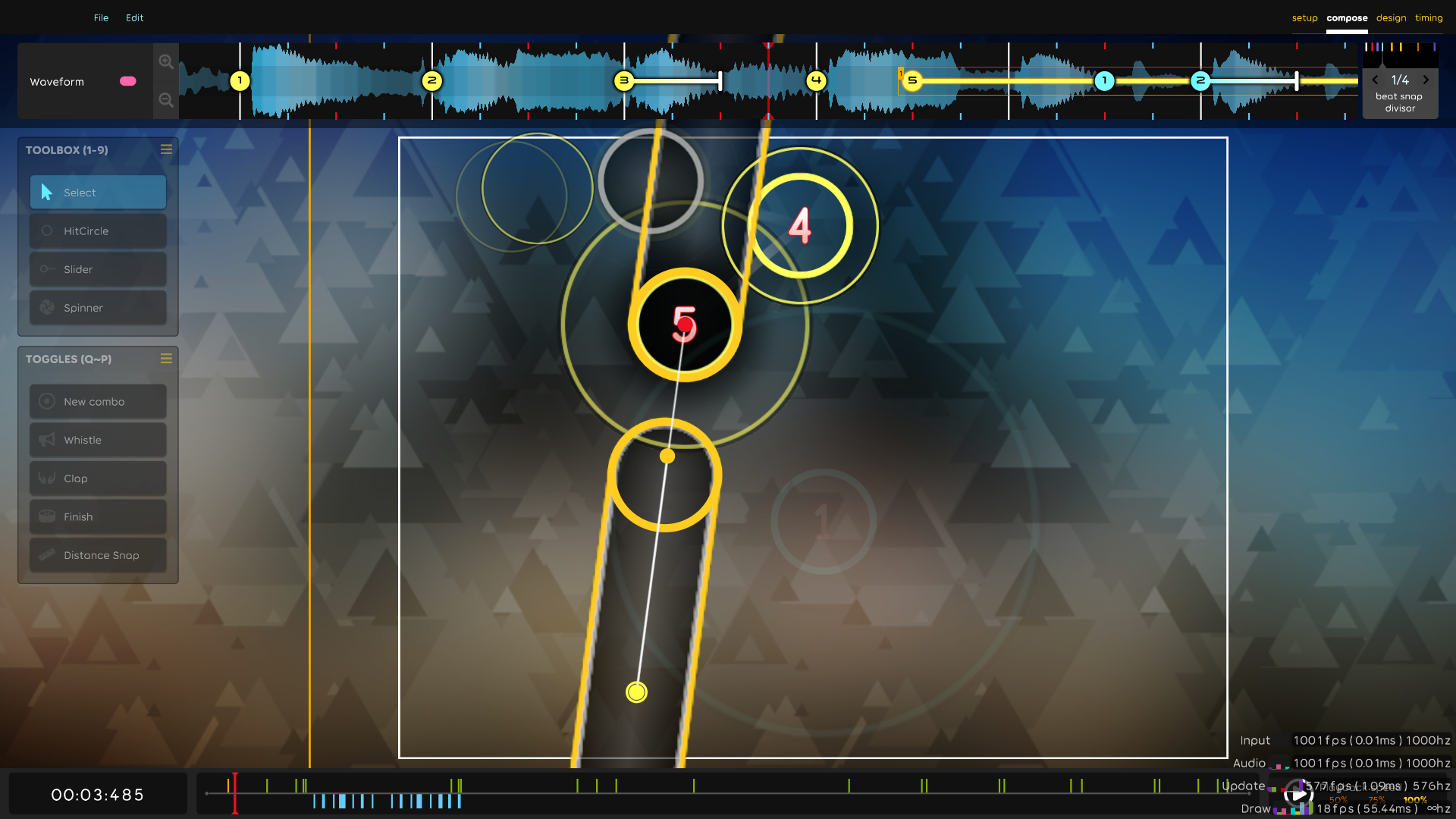 Performance drop when drawing near infinite length perfect sliders ...