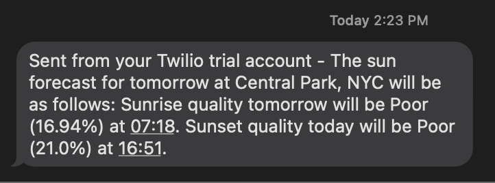 Github Davidtropianskysunrise Sunset Quality Via Text Small Python Program That Pulls Data