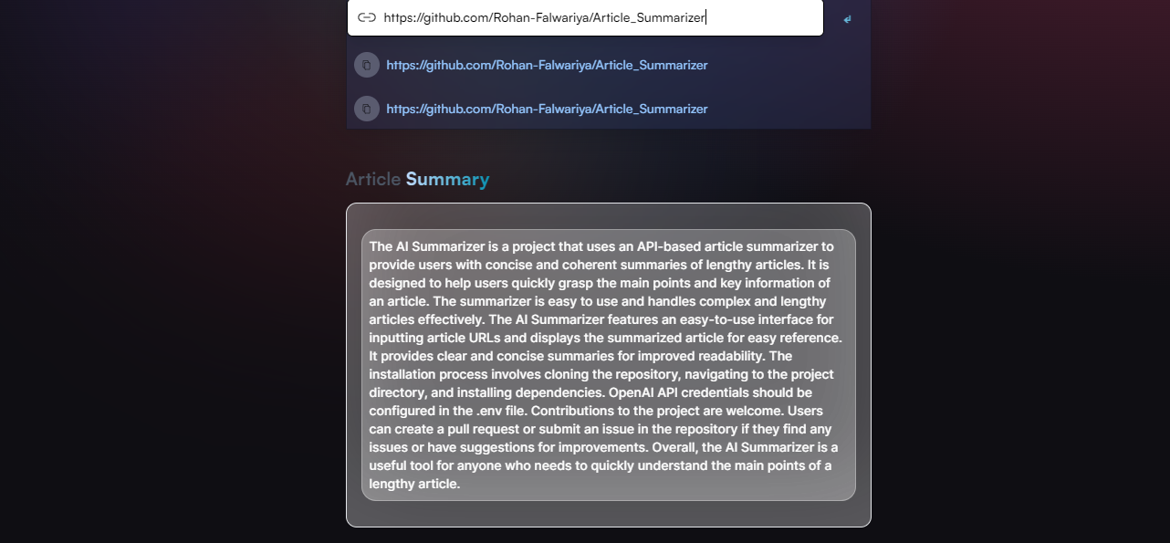GitHub - Rohan-Falwariya/Article_Summarizer