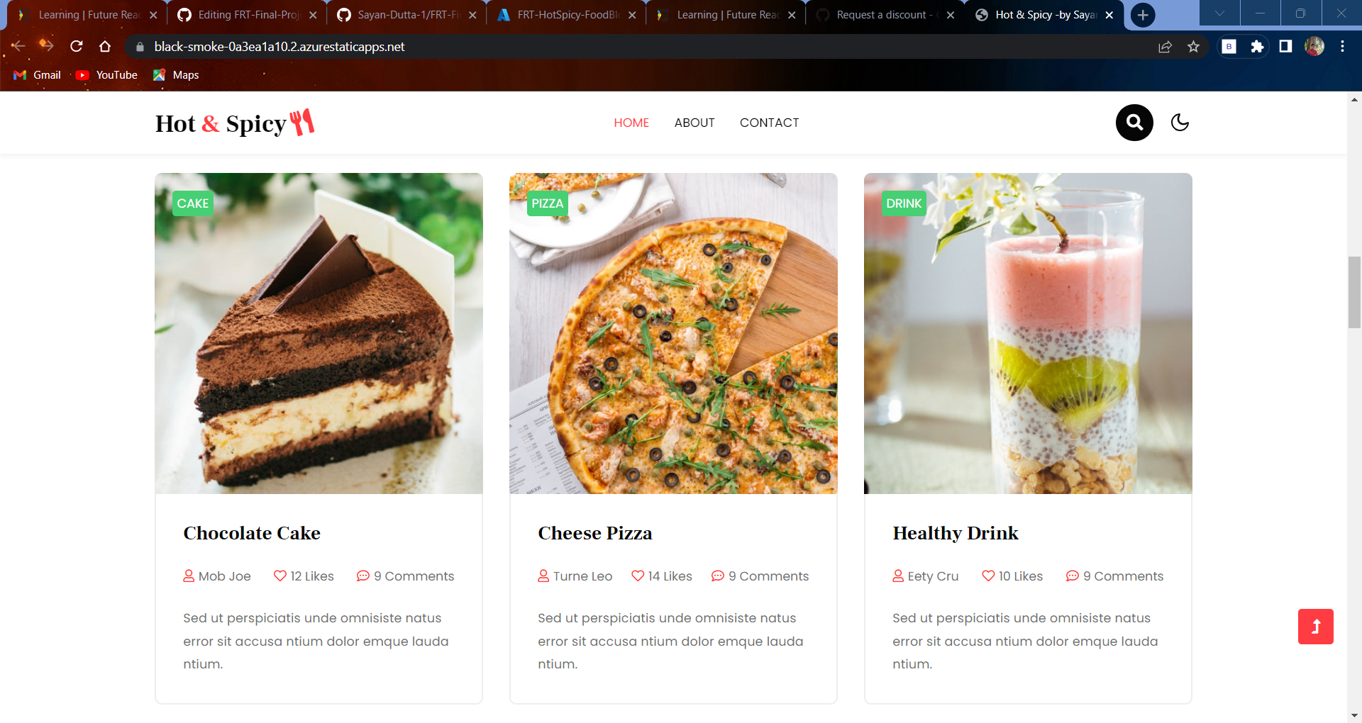 GitHub - Sayan-Dutta-1/Hot-and-Spicy: Here I have created a food blog website which aids people ...
