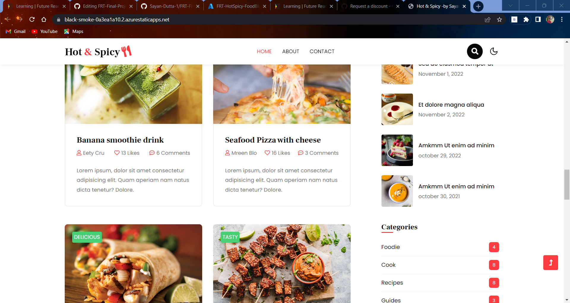 GitHub - Sayan-Dutta-1/Hot-and-Spicy: Here I have created a food blog website which aids people ...