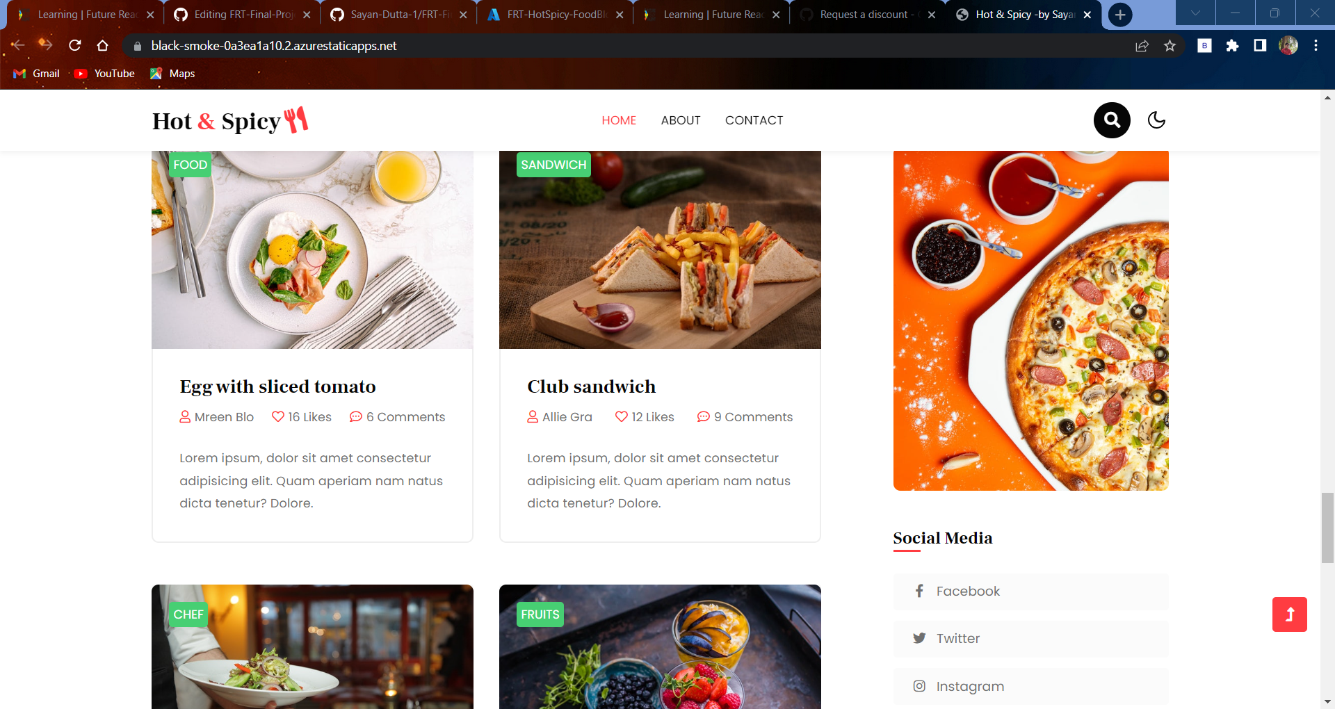 GitHub - Sayan-Dutta-1/Hot-and-Spicy: Here I have created a food blog website which aids people ...