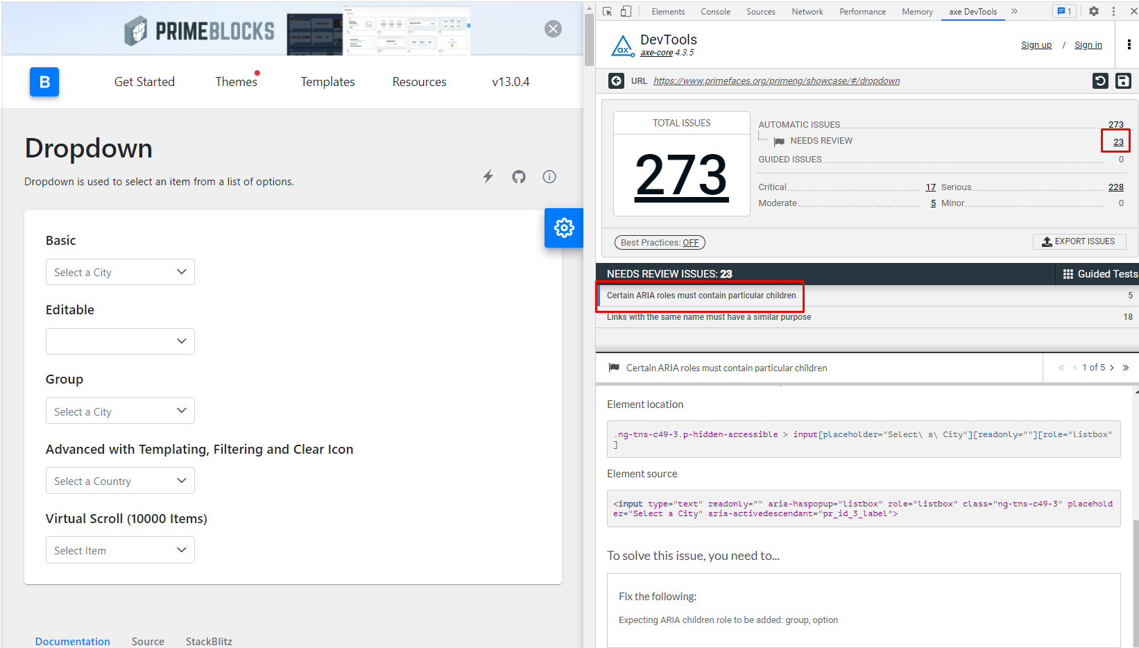 Dropdown input has incorrect accessibility role and parameters. · Issue #11054 · primefaces ...