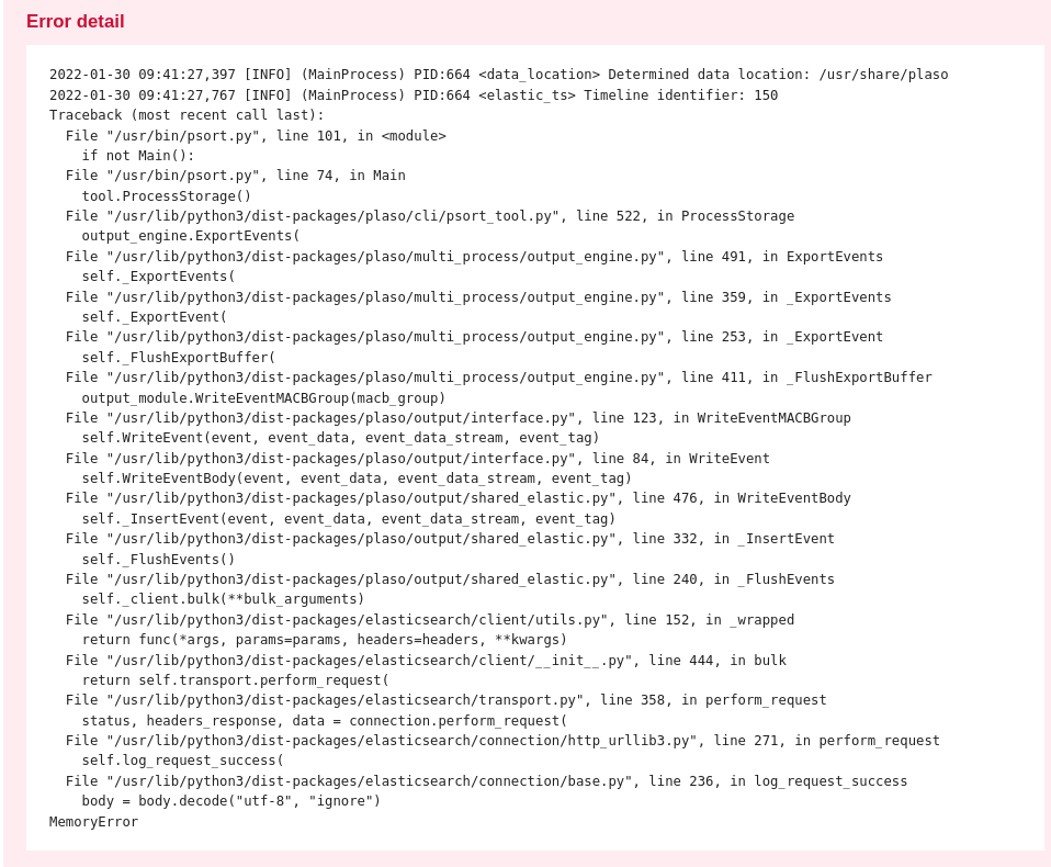 timesketch_importer dont quit when timeline error to upload in opensearch · Issue #2126 · google ...