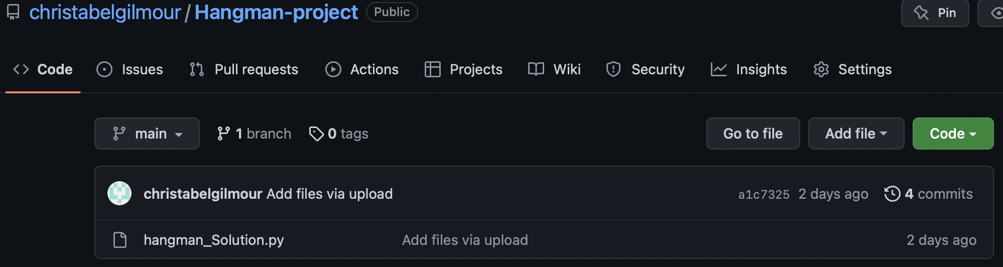 GitHub - christabelgilmour/Hangman-project