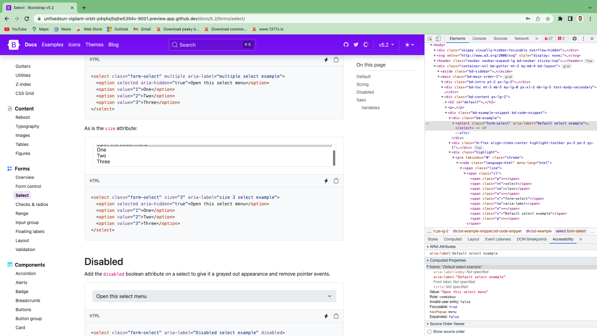in docs/forms/select, the default selected option tag should have an aria-hidden="true" · Issue ...