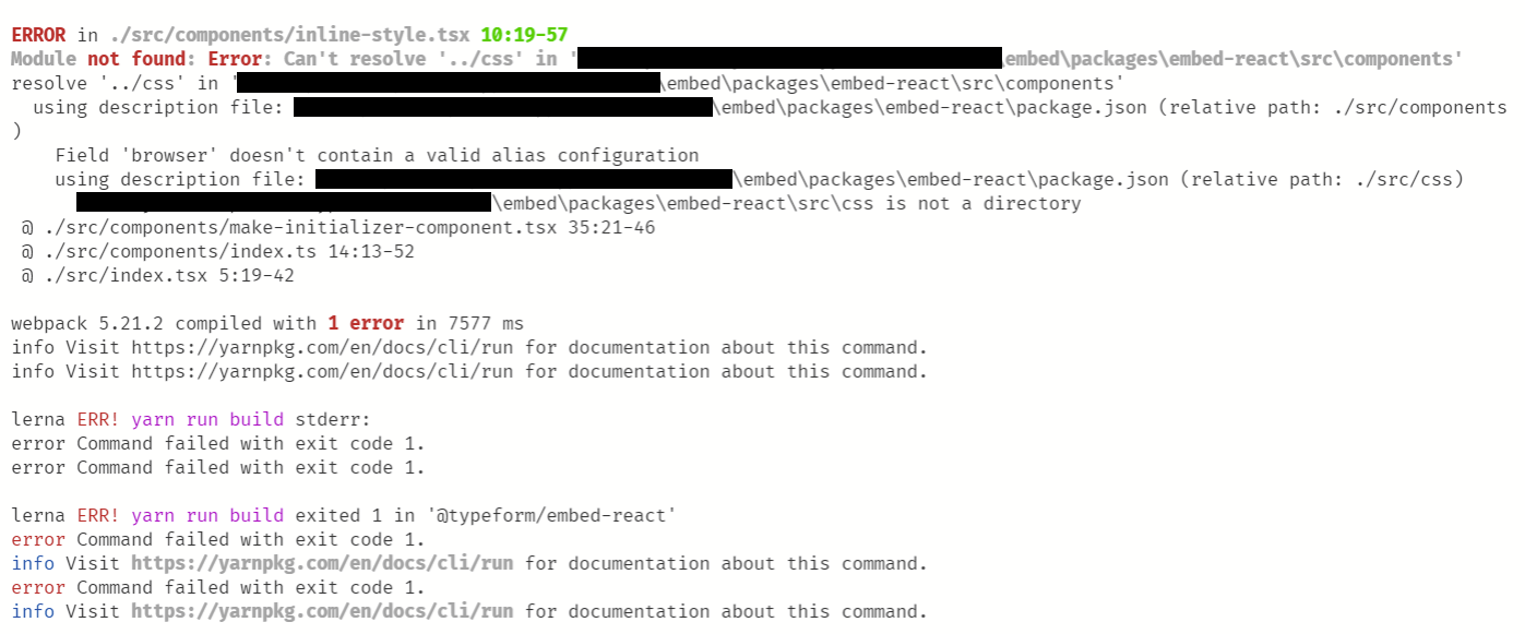 `yarn Build` Fails With Error In `inline Styletsx` · Issue 295 · Typeformembed · Github 4776