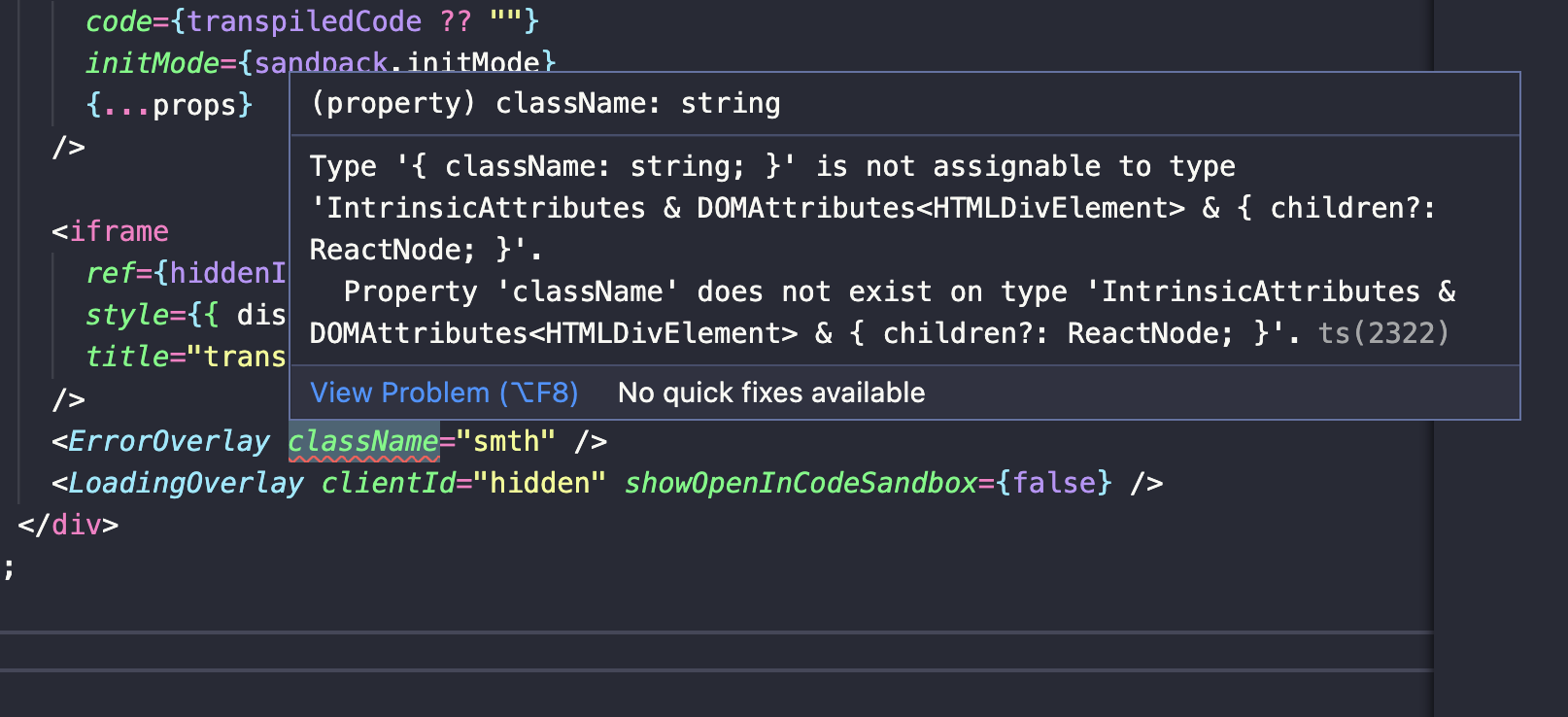 component doesn't have correct type definitions · Issue #854 · codesandbox/sandpack · GitHub