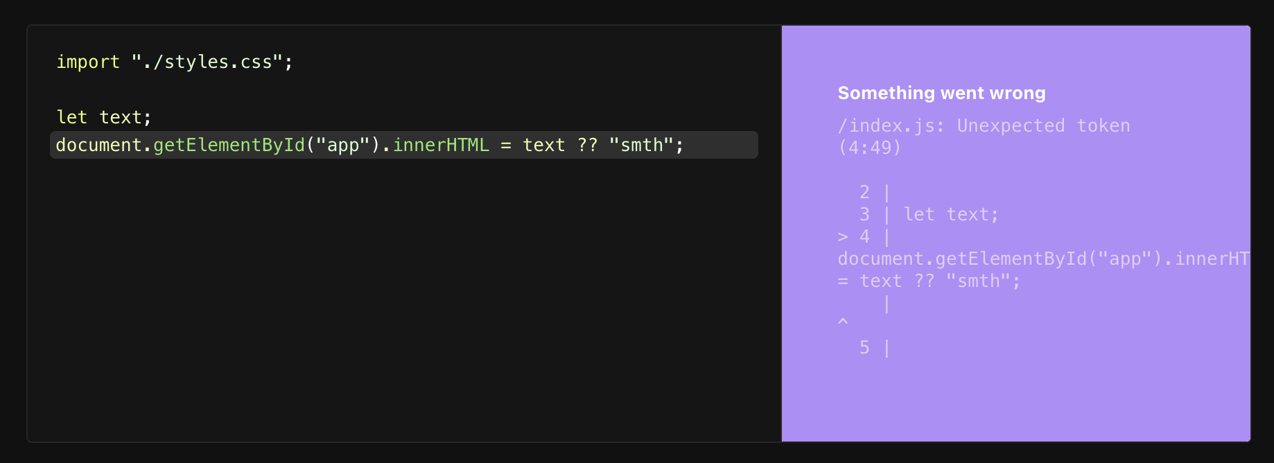 Nullish coalescing breaks Sandpack · Issue #996 · codesandbox/sandpack · GitHub