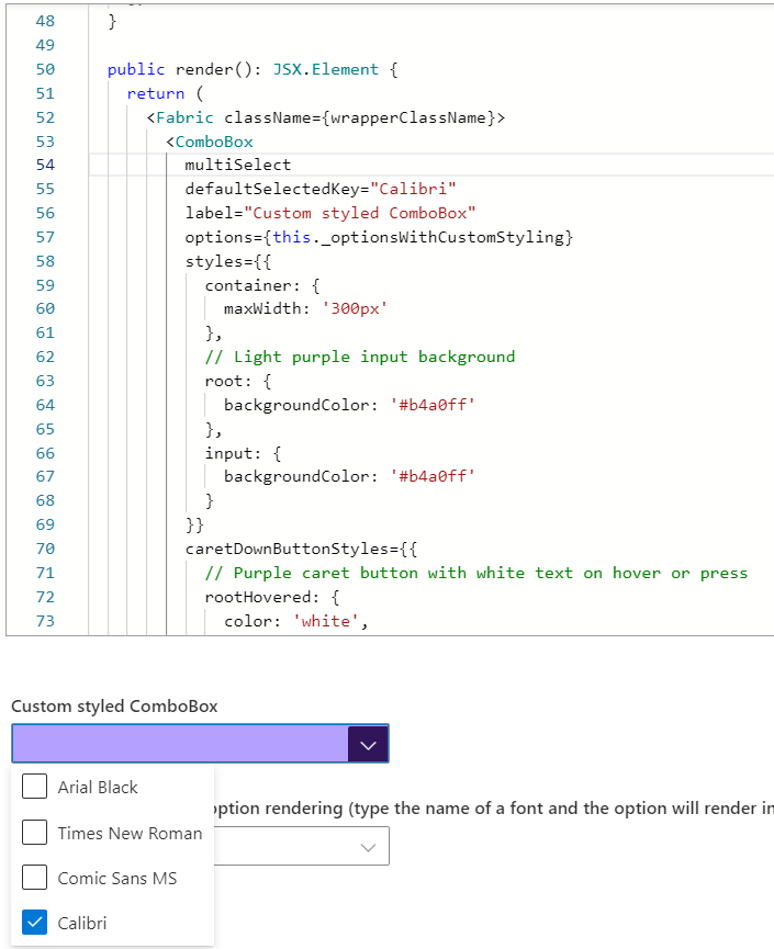 Per-option styling for ComboBox Multiselect · Issue #11294 · microsoft/fluentui · GitHub