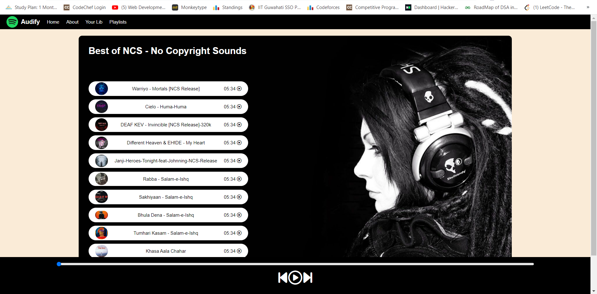 GitHub - ydvhemant0506/Audify: This Project is Basically a Audio playing web page which consists ...