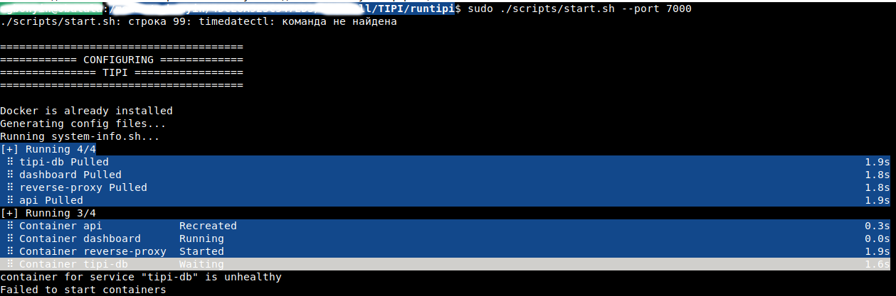 [failed to start] · Issue #180 · runtipi/runtipi · GitHub