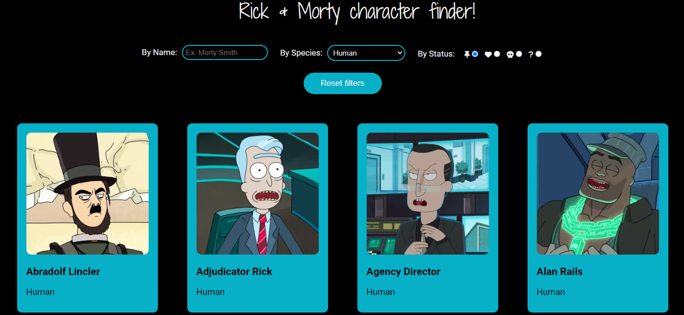 GitHub - marocena26/rick-and-morty-character-finder: Responsive website with a list of Rick and ...