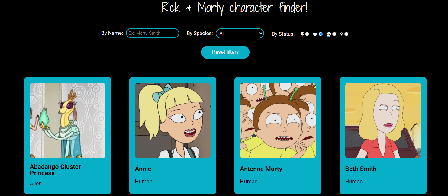 GitHub - marocena26/rick-and-morty-character-finder: Responsive website with a list of Rick and ...