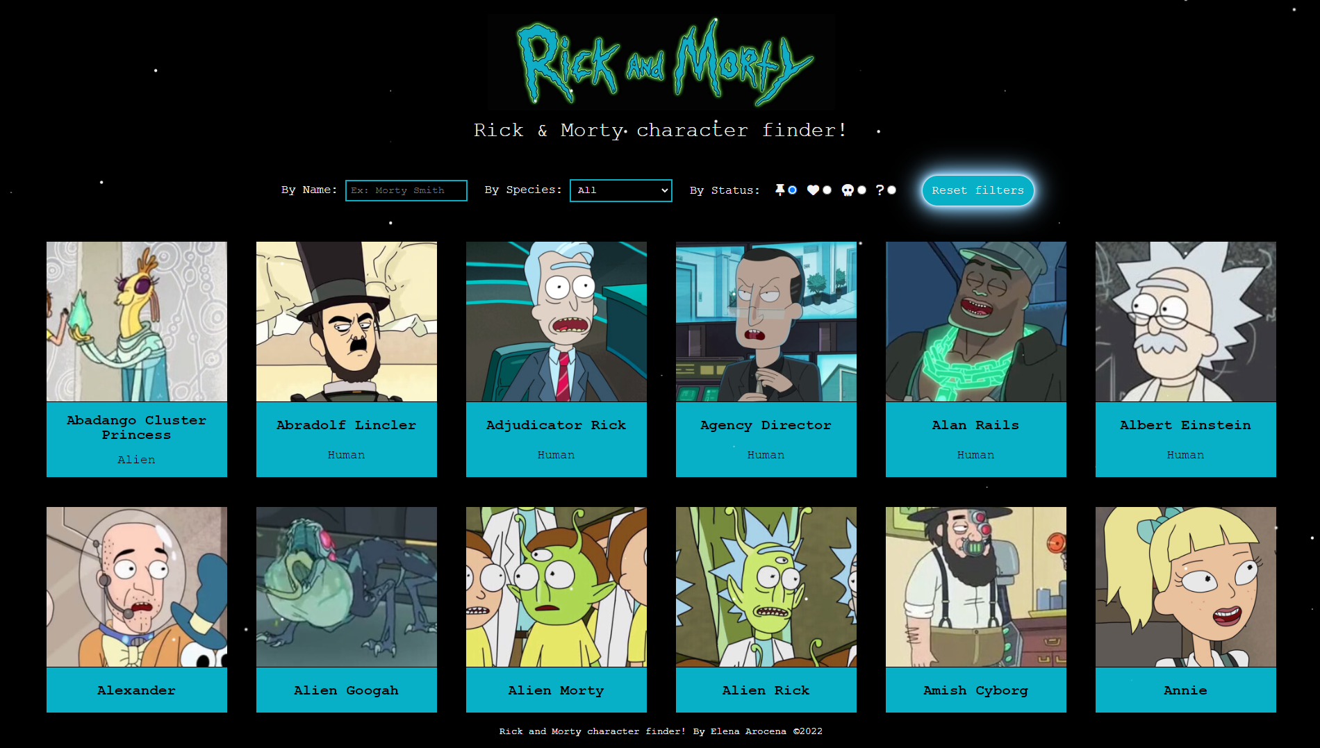 GitHub - marocena26/rick-and-morty-character-finder: Responsive website with a list of Rick and ...
