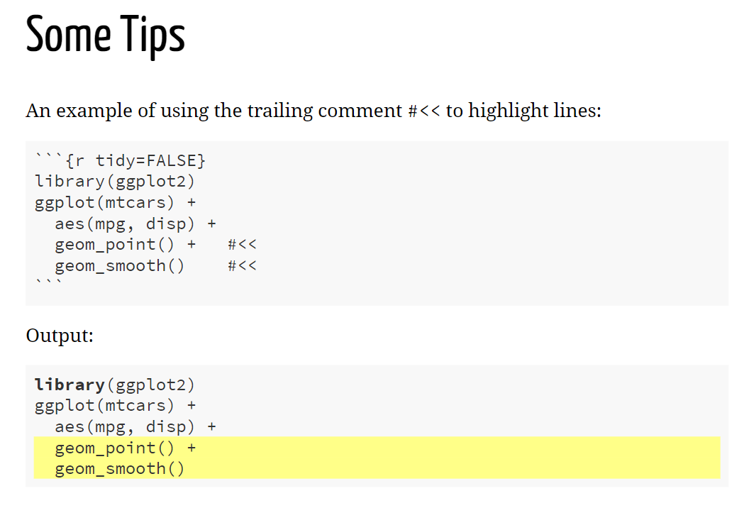 feature request: not changing trailing comment for highlighting in `xaringan` · Issue #699 · r ...