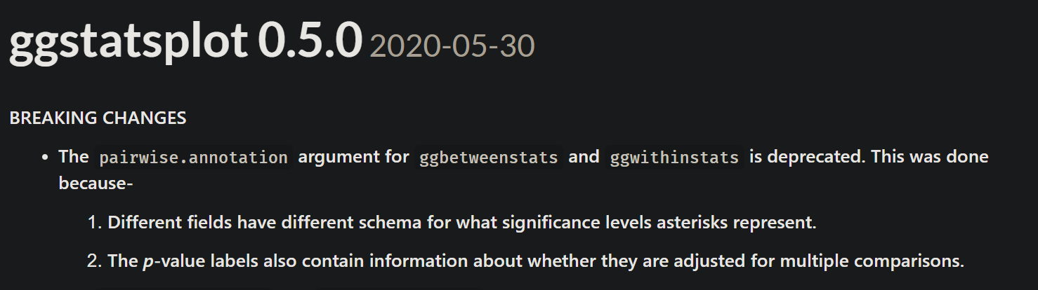 where is the pairwise.annotation in the ggbetweenstats · Issue #665 · IndrajeetPatil/ggstatsplot ...