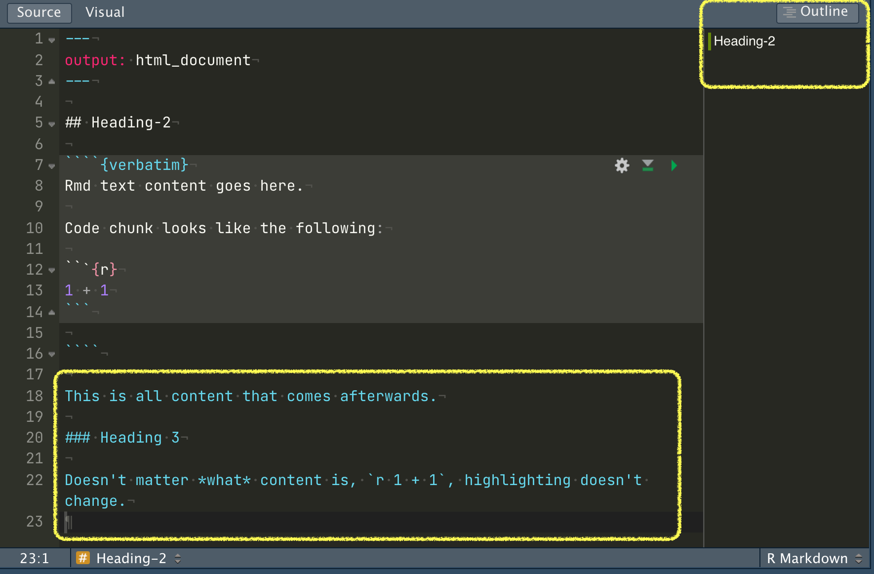 Highlighting for `Rmd`/`qmd` changes after `verbatim` engine code chunk · Issue #12342 · rstudio ...