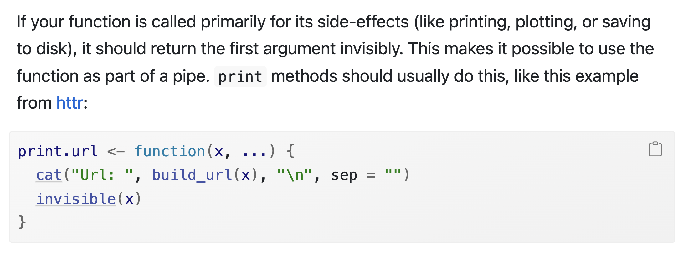 New linter to check that function called for its side effects returns first argument invisibly ...