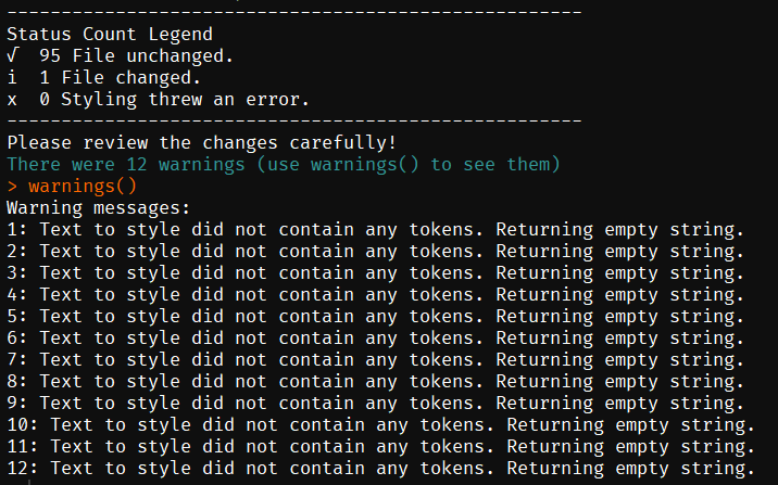 multiple "Text to style did not contain any tokens. Returning empty string." warnigns · Issue ...